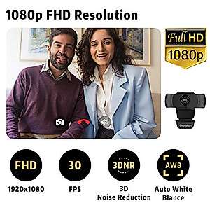 Septekon 1080P HD Webcam with Microphone, Streaming Computer Web Camera for Laptop/Desktop/Mac/TV, USB PC Cam for Video Calling, Conferencing, Gaming