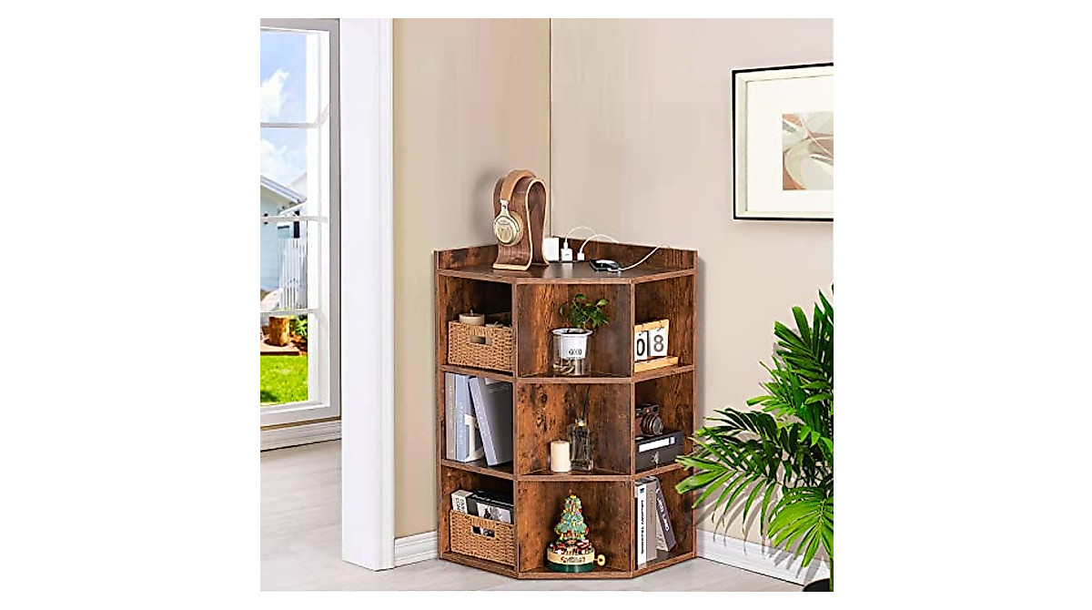 Aoxun Corner Storage Cabinet with Charging Station and Cubes