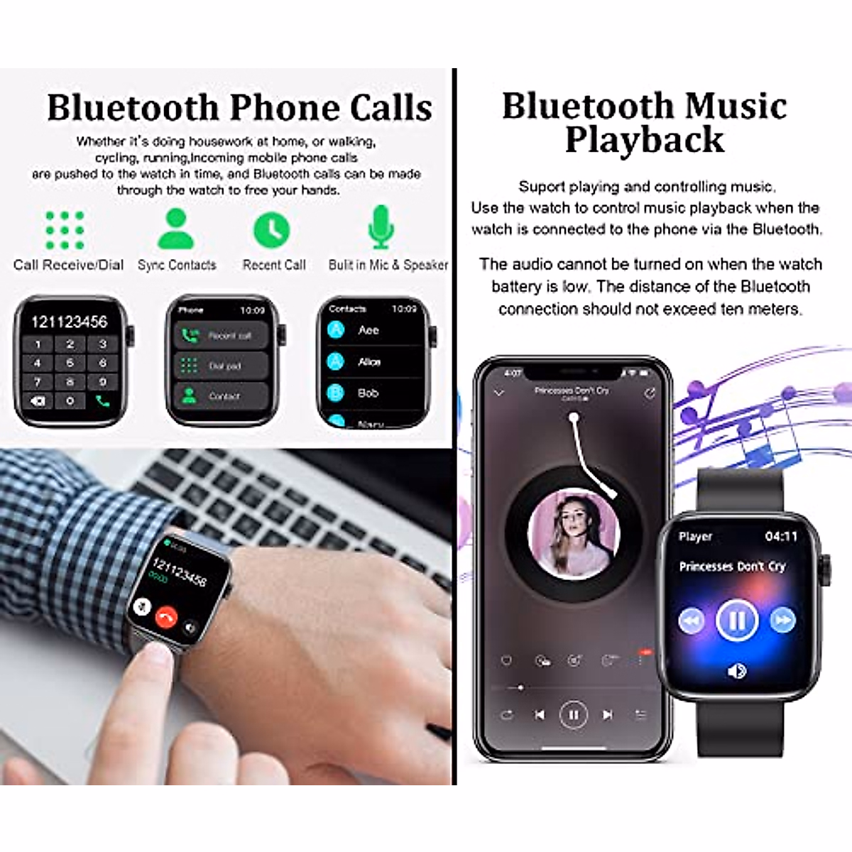 Smart Watch Answer Make Phone Calls /Voice Control for Android Phones Compatible iPhone Samsung IP67 Waterproof Fitness Watch with Blood Pressure SpO2 Heart Rate 28 Sports Fit for Women Men (Gold)