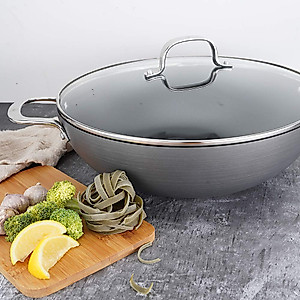 Swiss Diamond Hard Anodized 12.5 Inch Nonstick Wok with Lid Large Aluminum Nonstick Pot with Vented Lid, Oven & Dishwasher-Safe