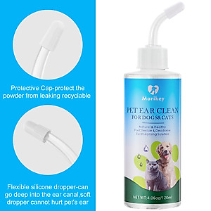 Morikey Pet Ear Cleaner Solution & Infection Treatment for Dogs & Cats, Natural Pet Cleanser Drops Helps Eliminate Odor Relieve Infections and Soothe Itchiness - 4.06oz/120ml