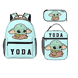 NUIFENB 3pcs Backpack For Girls Boys Y0 Backpack And Lunch Box And Pencil Case Set Teens Backpack With Lunch Bag Insulated
