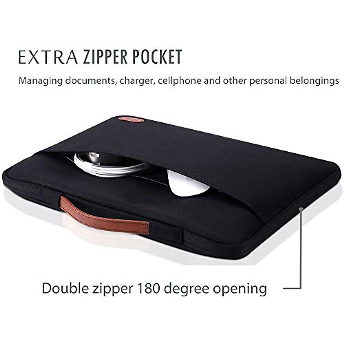 ProCase 13-13.5 Inch Sleeve Case Cover for MacBook Pro 2018 2017 2016/ Pro with Retina/Surface Laptop 2017 /Book, Laptop Slim Bag for 13" 13.3" Lenovo Dell Toshiba HP ASUS Acer Chromebook -Black