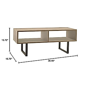 ClosetMaid 1315 Rectangular Wood Coffee Table with Storage Shelves, Gray