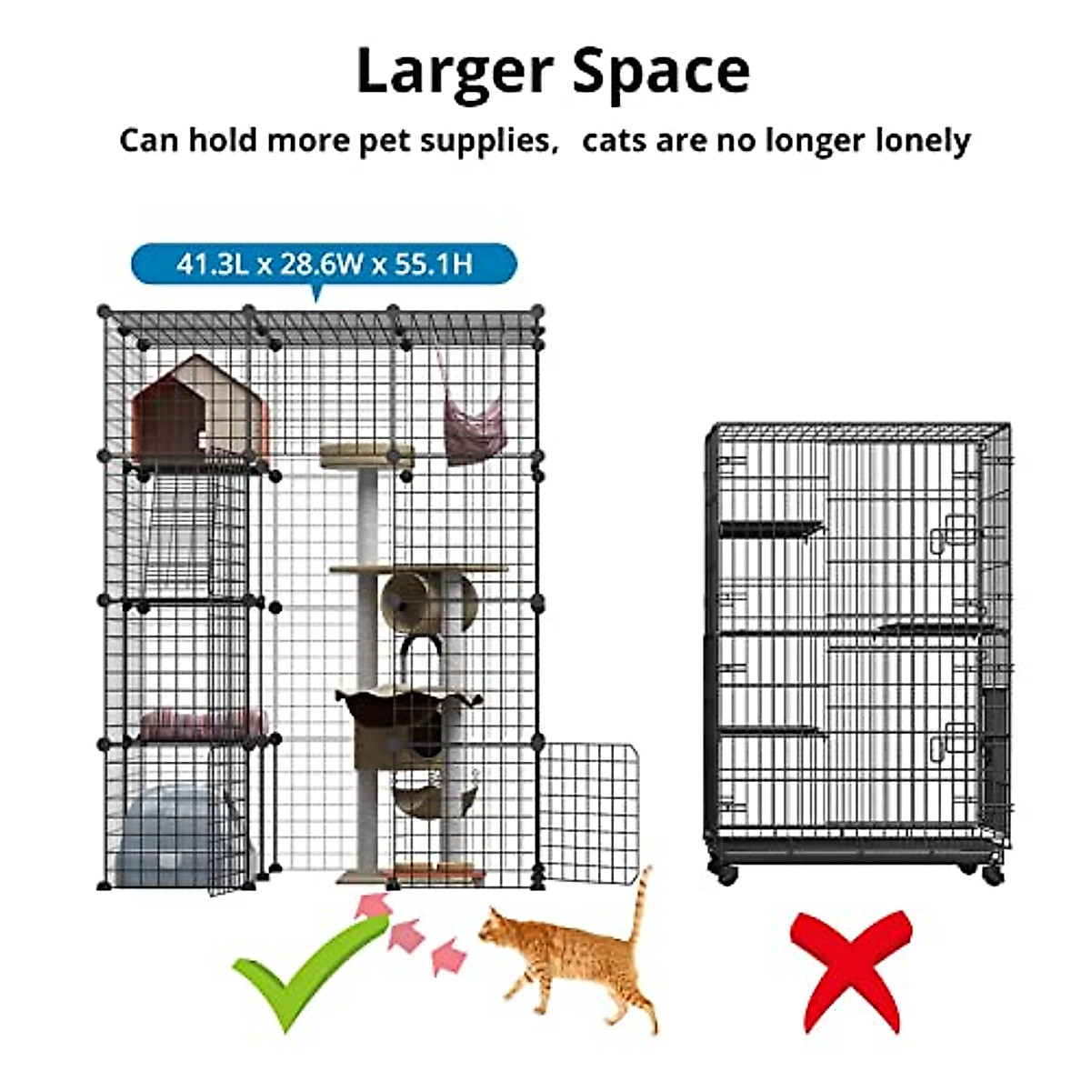 Eiiel Large Cat Cage Enclosure Indoor DIY Cat Playpen Detachable Metal Wire Kennels Crate 2x3x4 Large Exercise Place Ideal for 1-3 Cat…