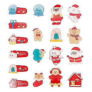 Toyvian Snap Barrettes 18pcs Kids Christmas Hair Clip Cartoon Xmas Hairpin Snowman Barrettes Acrylic Holiday Hairstyle Clips Duckbill Clip Hair Grip for Stocking Stuffer Girl Hair Clips