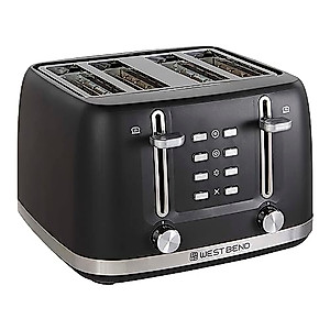 West Bend Toaster 4 Slice Extra-Wide and Deep Slots with 3 Functions and 7 Shade Settings Manual Lift Lever and Auto-Shut Off, 1500-Watts, Black