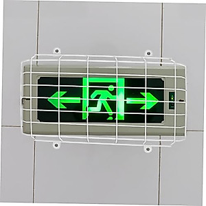 PHENOFICE 2pcs School Evacuation Sign Emergency Sign Covers Exit Sign Light Covers Wire Exit Sign Cage Emergency Light Exit Sign Wire Guard Light Switch Covers Guard LED Exit Sign Iron White