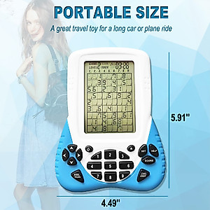 TEBIYOU Sudoku Electronic Brain Games Console for Kids Aldults Elderly with Two Million 9×9's Puzzles from Easy to Hard 3.5 Inches Eye Protection Screen (Blue)
