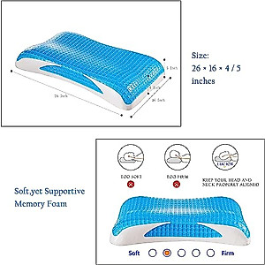EUCIOR Cooling Gel Pillow,Memory Foam Cooling Gel Pillow,Cooling Orthopedic Memory Foam Pillow for Side Back Stomach Sleeper,A Relaxed Sleeping Experience - Pack of 1(Queen Size)