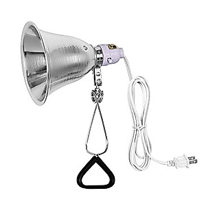 Simple Deluxe Clamp Lamp Light with 5.5 Inch Aluminum Reflector up to 60 Watt E26 Socket (no Bulb Included) 6 Feet 18/2 SPT-2 Cord,Silver and White,1 Pack