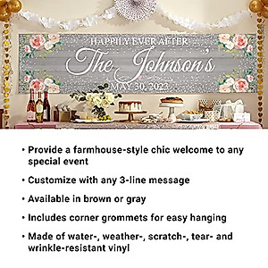 Let's Make Memories Personalized Rustic Floral Celebration Banner - Farmhouse Style - 6ft - Brown