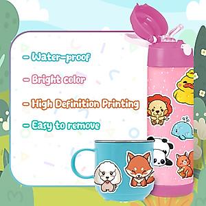 Kolmi 100PC Cute Animal Stickers for Kids, Animal Water Bottle Stickers Large Stickers for Kids Waterproof Dishwasher Safe Stickers Packs Vinyl Assorted Sticker Bulk for Girls, Boys, Teens