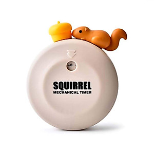 Cute Squirrel Machinery Timers 60 Minutes Mechanical Kitchen Cooking Timer Clock Loud Alarm Counters Manual Timer Kitchen Utensil (Beige)