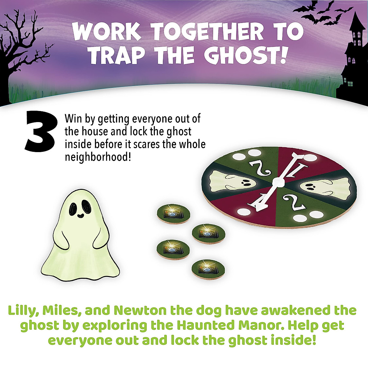 Peaceable Kingdom Ghost in The Attic - Cooperative Board Game for Family Game Night – Unique Glow-in-The-Dark Board Game - Great for Kids Ages 5 & Up