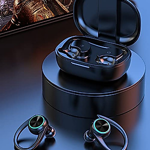 Nsxcdh Bluetooth 5.3 Mini Earbuds, Wireless Headphones 50Hrs Playback HD Stereo Audio LED Display, Immersive Premium Sound Earphones with Earhooks, in-Ear Headset, for Sports Game