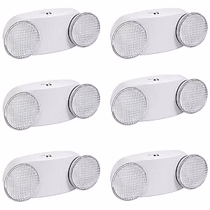 SITISFI Emergency Light with Battery Backup, Commercial Hardwired Exit Lighting Fixtures, Two Adjustable Head LED Emergency Lighting, AC 120-277V, UL Certified (6Pack)