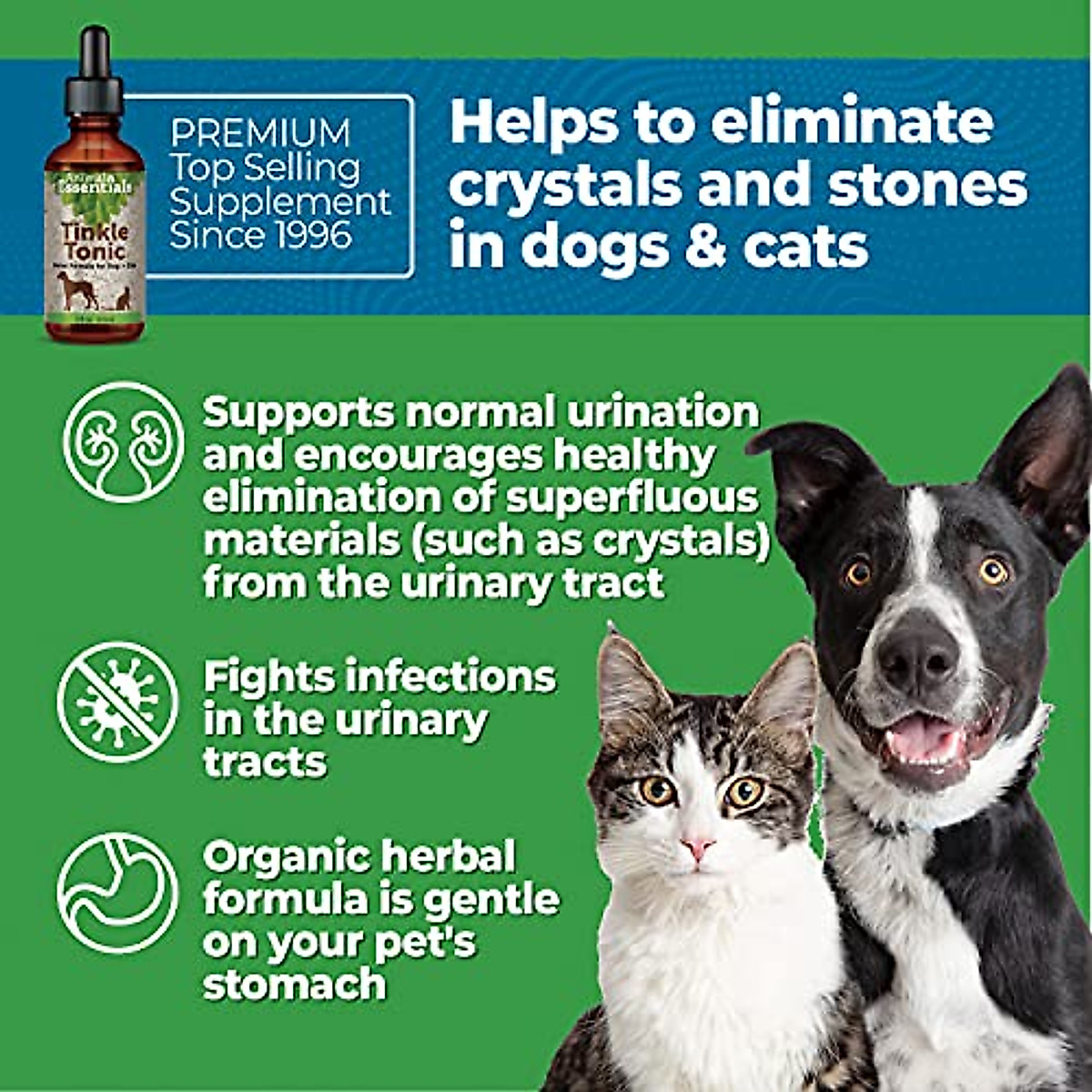 Animal Essentials Tinkle Tonic Herbal Formula for Healthy Urinary Tract in Dogs & Cats (Various Sizes) - Made in The USA (2 fl oz)