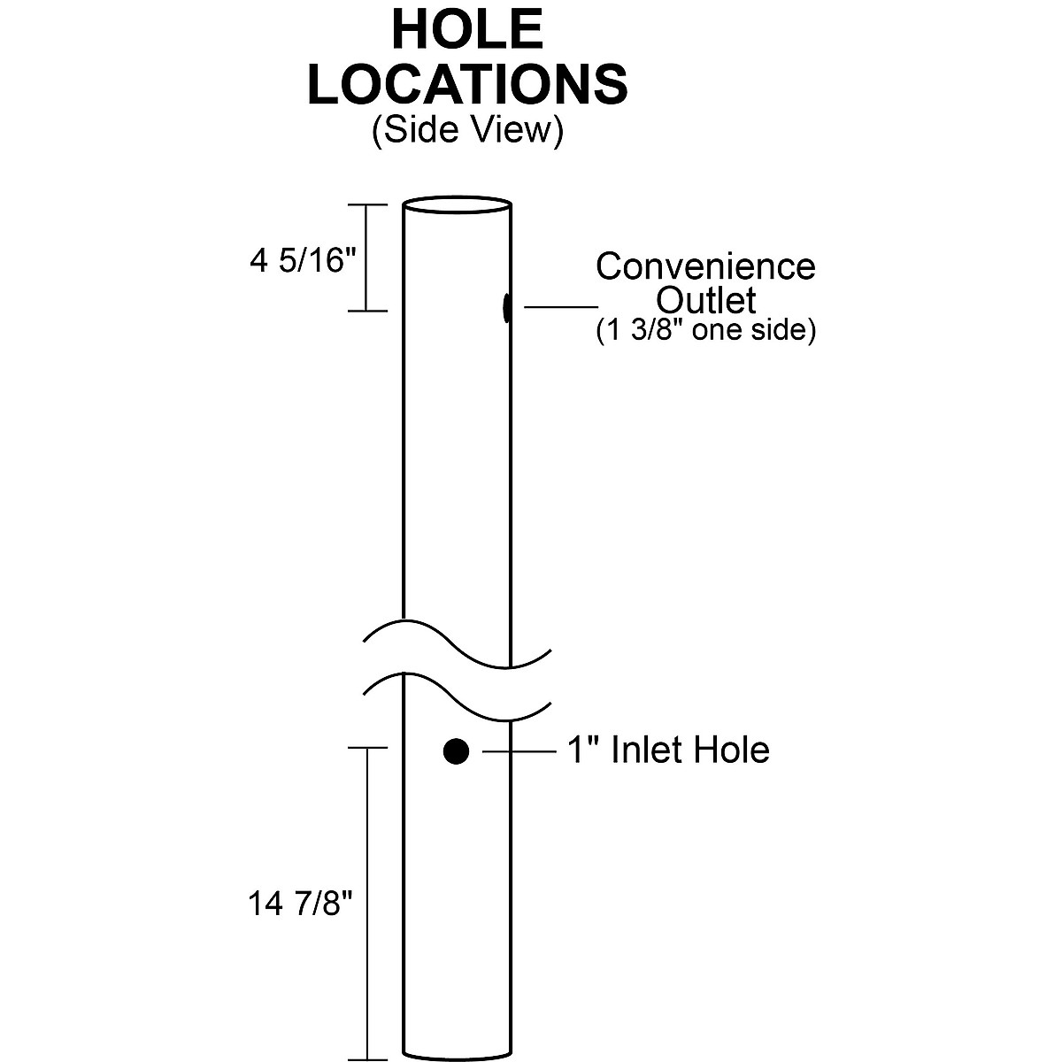 Solus SP7-CNCA-WH 7' Outdoor Direct Burial Lamp Post with Convenience Outlet, Fits 3" Post Top Fixtures, Includes Inlet Hole, Easy to Install, Corrosion & Weather Resistant, White