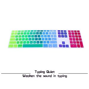 HRH Rainbow Silicone Keyboard Skin Cover for iMac Wired USB Full Size Keyboard with Numeric Keypad A1243(G6 MB110LL/B and MB110LL/A)
