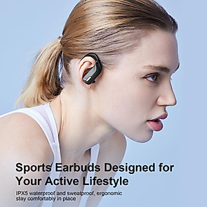 occiam Wireless Earbuds Bluetooth Headphones 48H Play Back Earphones in Ear Waterproof with Microphone LED Display for Sports Running Workout Black