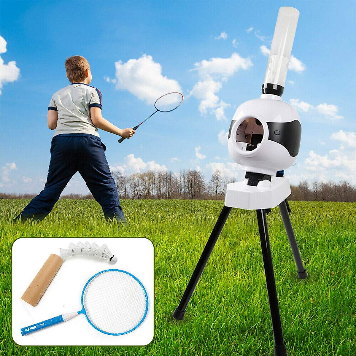 Gdrasuya10 Automatic Badminton Serve Machine Shuttlecock Launcher Badminton Robot Shooting Machine for Indoor Outdoor Training