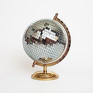 ALARA Designs Disco Ball – Unique Disco Ball Décor Globe – Luxurious Light Reflecting Desk Globe – Gold and Mirror World Globe – Fully Rotating Mini Disco Ball – Fun and Cool Design – 11 x 8 inch
