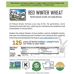 Hard Red Winter Wheat Berries | 5 LBS | Family Farmed in Washington State | Non-GMO Project Verified | 100% Non-Irradiated | Certified Kosher Parve | Field Traced | Burlap Bag
