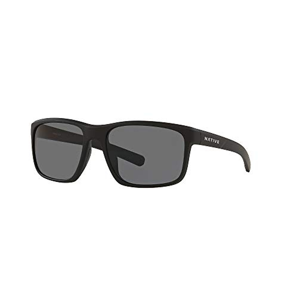 Native Eyewear Wells Polarized Rectangular Sunglasses, Matte Black Crystal/Gray, 58 mm
