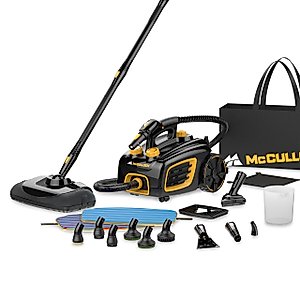 McCulloch MC1375 Canister Steam Cleaner with 20 Accessories, Extra-Long Power Cord, Chemical-Free Cleaning for Most Floors, Counters, Appliances, Windows, Autos, and More, 1-(Pack), Black