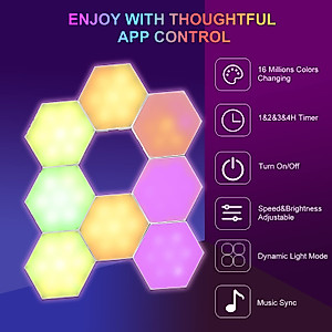 Neoglint 8 Pack Hexagon Lights - RGB Led Hex Lights for Wall with Smart APP Remote Control & Music Sync, Led Wall Light Decor for Gaming Room, Bedroom, Living Room