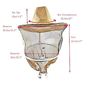 BeesNise Beekeeping Veil Hat Beekeeper Hat with Anti-bee Netting Professional Bee Keeping Supplies