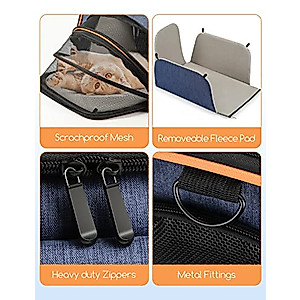 Cat Carrier, Meowant Airline Approved Pet Carrier, 3 Sides Expandable Dog Carrier with Fleece Pad, 3 Doors for Cats, Dogs, Puppy and Small Animals