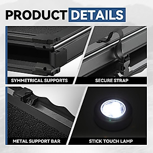 Auto Dynasty [New Upgrade Model] FRP Hard Solid Tri-Fold Adjustable Truck Tonneau Cover Compatible with Ford F150 6.5Ft Fleetside Short Bed 2004-2014, Black Powdercoated