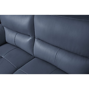 Abbyson Living Cadence Top Grain Leather Sofa, Blue