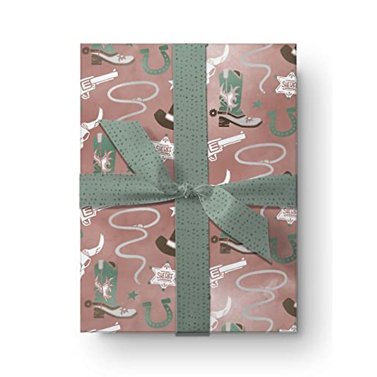 Cute Cowgirl Birthday Wrapping Paper Premium Western Gift Wrap Party Decoration Decor (6 foot x 30 inch roll), Pink