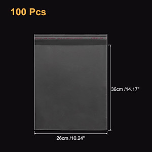 uxcell 100Pcs Clear Cello Bags, 10" x 14" Plastic Self Sealing OPP Cello Treat Bags Cello Poly Bags for Packing Cookies Candy Jewelry Gifts, Clear