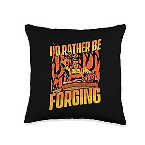 Forging Tools Equipment Kit Gifts For Beginners I'd Rather Forging Anvil Hobby Legend Blacksmith Throw Pillow, 16x16, Multicolor