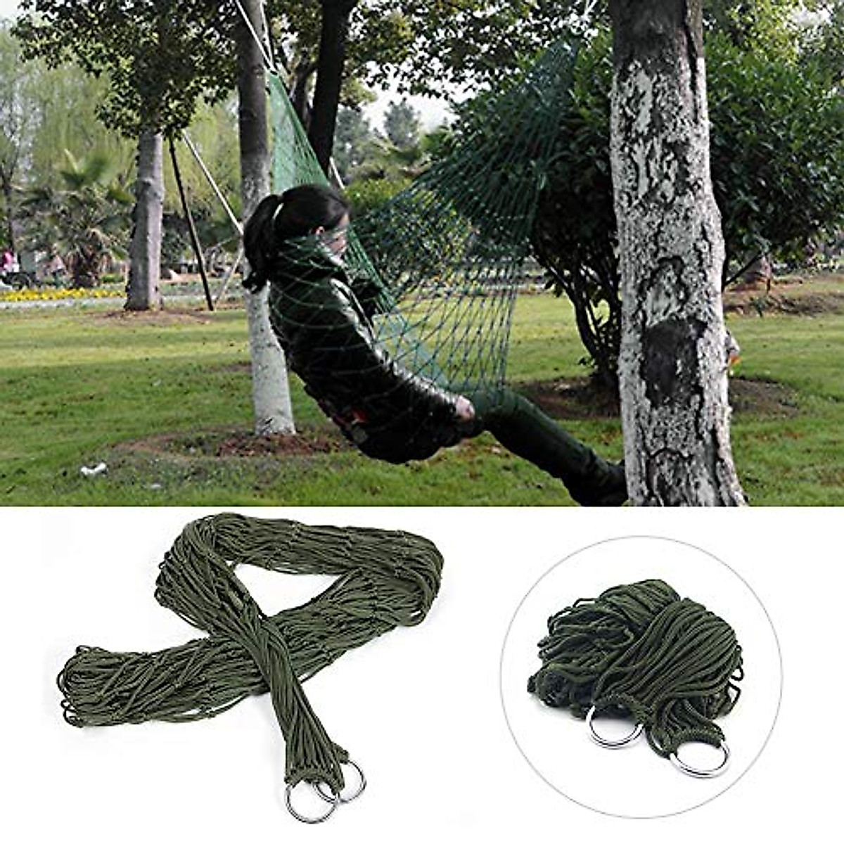 Hammock Hanging Mesh Strong Thick Nylon Rope Hammock Swinging Hammock Seat Travel Hanging Swing Chair