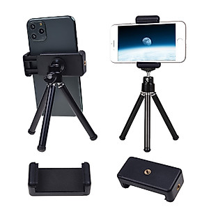 Camkix Mini Tripod and Smartphone Clip-On Holder - 1x Tabletop Extendable Tripod Photography, Vlogging, Online Meetings - 1x Adjustable Mount for Thin Laptop and Thick Desktop Monitors (up to 25mm)