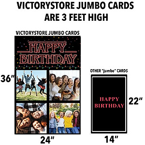 VictoryStore Jumbo 3 Foot Custom Happy Birthday Card, 4 Photo Birthday Card, Custom Inside Text, 2 feet x 3 feet Card