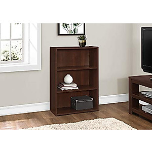 Monarch Specialties I BOOKCASE-36 H/Cherry with 3 Shelves Bookcase, Red