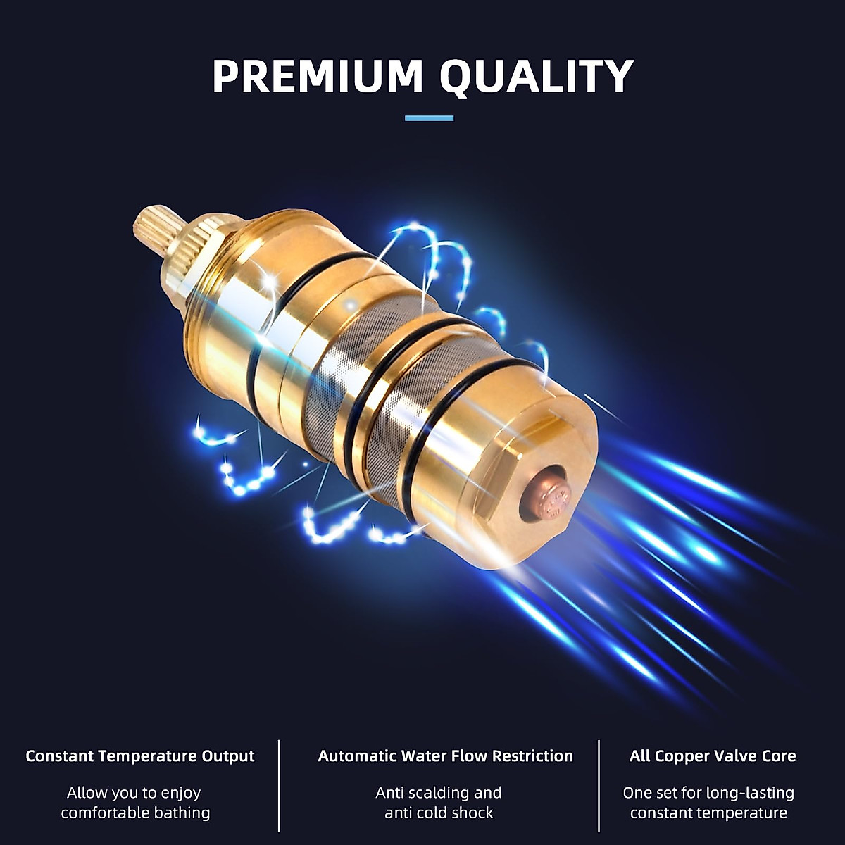 VORGENS 130156 Shower Cartridge Fit for Moen Thermostatic Shower Valve Cartridge Shower Faucet - 3/4" inch Shower Faucet for Better Temperature Control