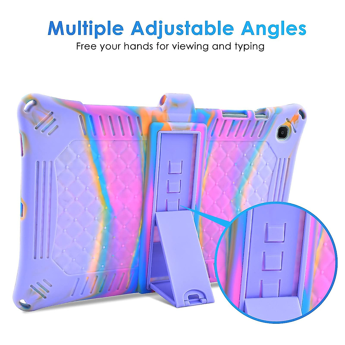 DETUOSI Case for Samsung Galaxy Tab S6 Lite 10.4" 2024/2022/2020 with Shoulder Strap, Stylus Pen, Multi-Angle Soft Silicone Case for Galaxy S6 Lite Tablet, Model(SM-P610/P613), Rose Red & Purple