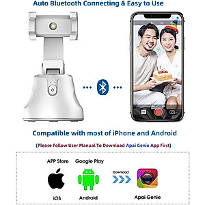 Gimbal 360 Rotation Auto Face & Object Tracking Vlog Shooting Smartphone Mount Holder Apai Genie 1(White)