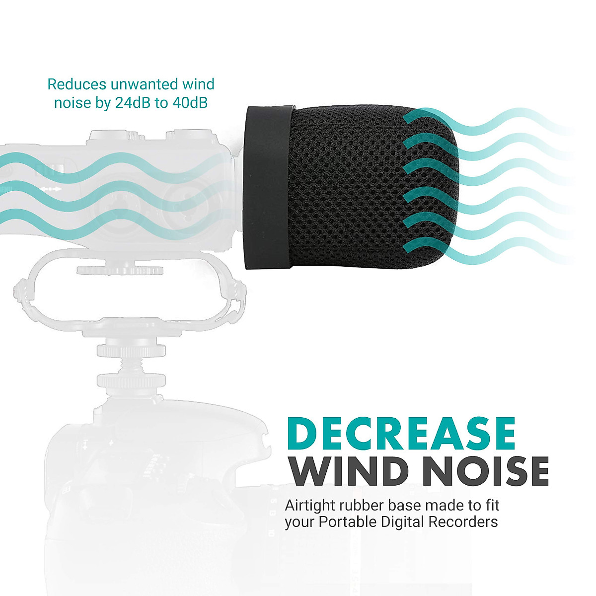 Movo WST-R30 Fitted Nylon Microphone Windscreen with Acoustic Foam Technology for Zoom H4n, H5, H6, Tascam DR-100 MKII and Sony PCM-D50 Portable Digital Recorders