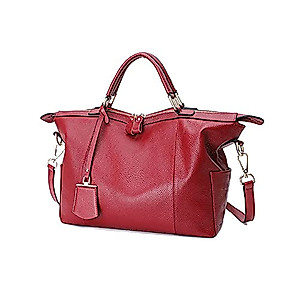 Women's Top-Zip Satchel Leather Handbag Lady Cross body Bag Female Cowhide Tote Bag