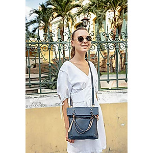 Sherpani Rebel, Cotton Canvas Crossbody Bag, Fashion Handbag, Vintage Tote Purse, Tote Bag, Stylish Purses, Daily Shoulder Bag, Fold-over Crossbody Purse for Women (Indigo)