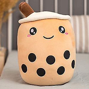 FJZFING Cute Plush Boba Milk Tea Stuffed Teacup Pillow Soft Bubble Tea Cup Plushie Toy Kawaii Cartoon Gift for Kids Home Decor Original 9.4 Inch