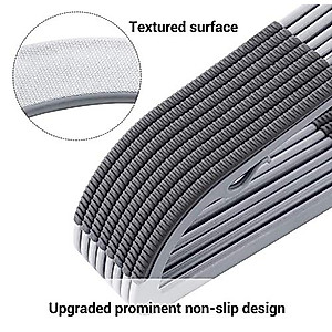 Kang Yuan Plastic Hangers 50 Pack Dry Wet Clothes Hangers Space Saving Coat Hanger, Upgraded Rubber Stripe Non-Slip Pants Hangers, 360° Swivel Hook Clothes Hangers, 16.5 Inches, Gray